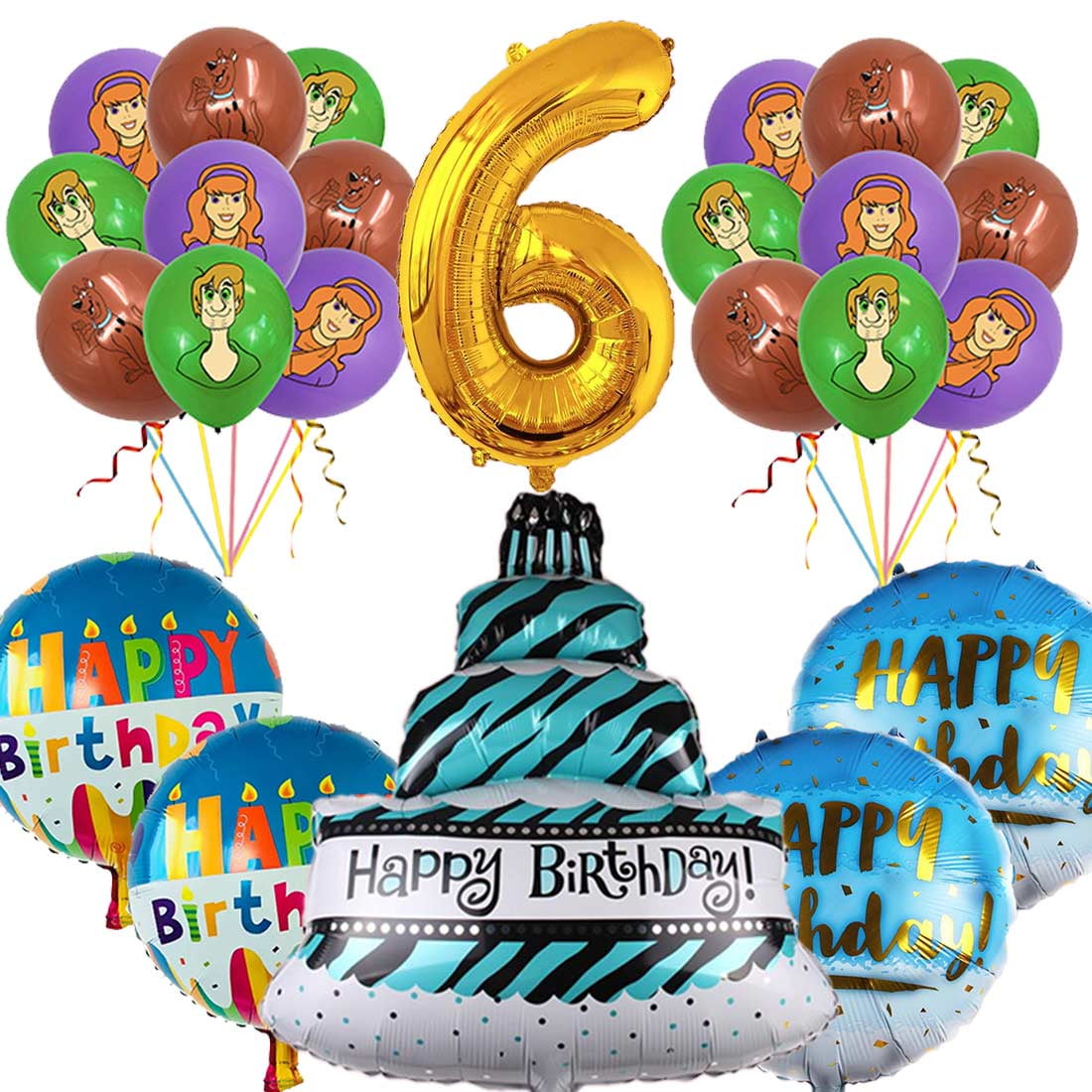 Scooby doo Balloons Party Supplies 6th Big Number Decorations Decor Kit ...