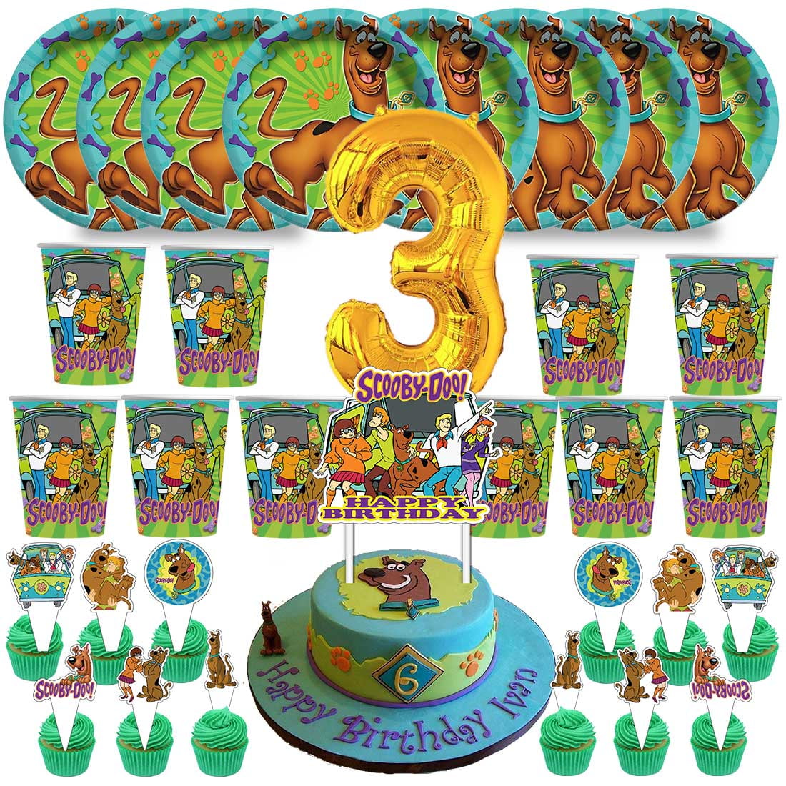 Scooby doo Birthday 3rd Cups Party Supplies Plates Fans Decorations ...