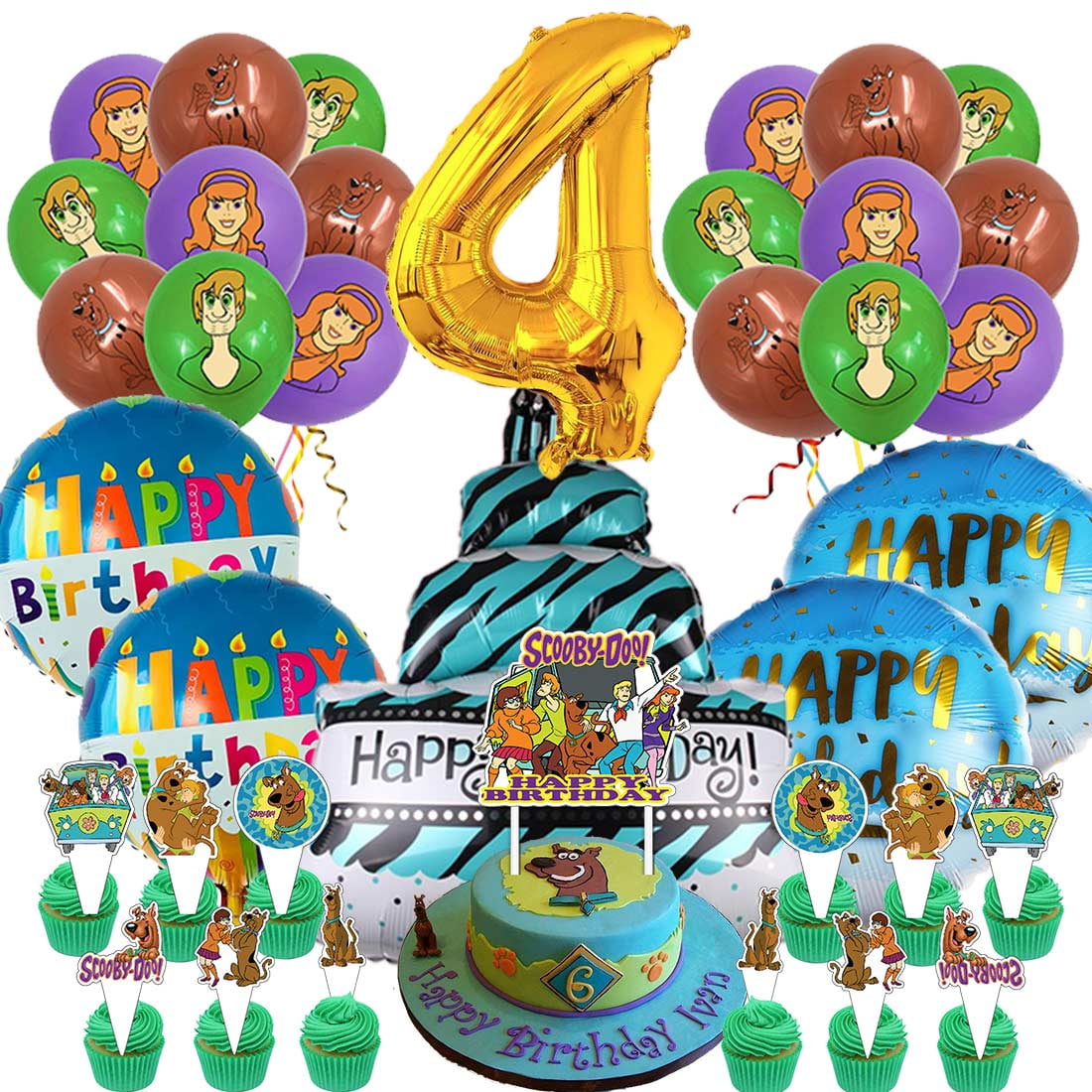 Scooby doo Party Supplies 4th Decor Kit Balloons Birthday Cake Topper ...