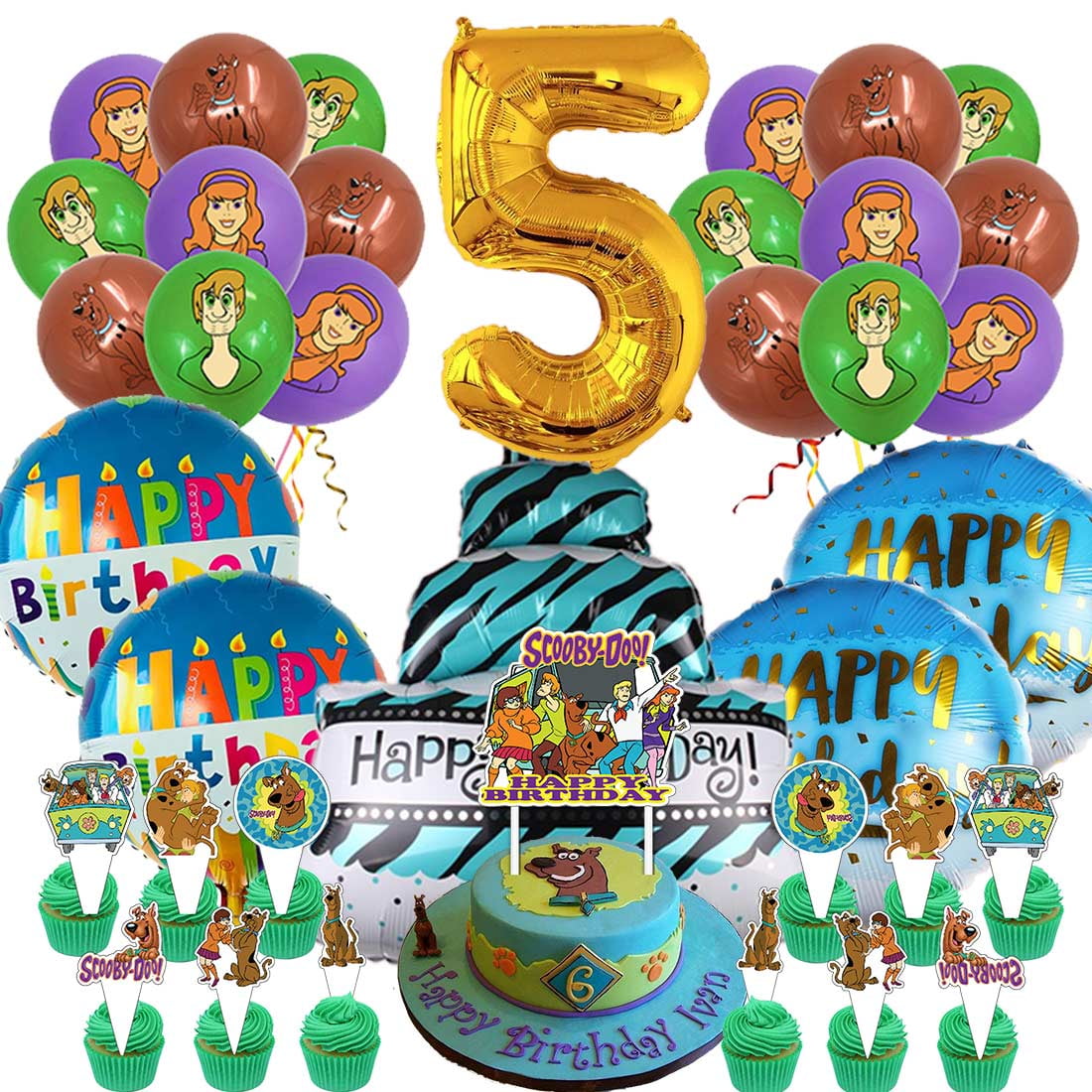 Scooby doo Party Supplies 5th Decor Kit Balloons Birthday Cake Topper ...
