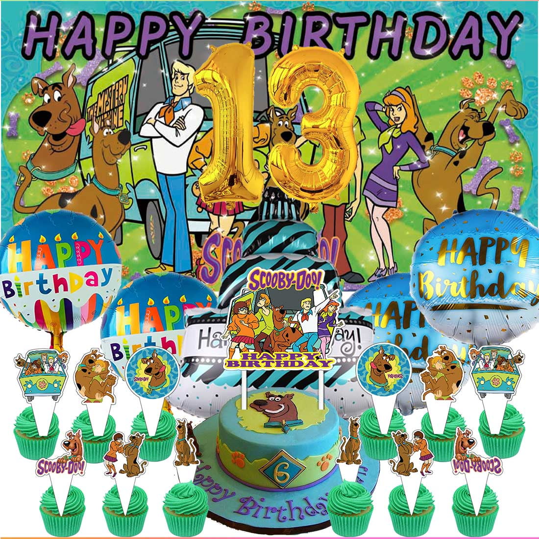 Scooby doo Party Supplies Decor 13th Kit Balloons Birthday Cake Topper ...