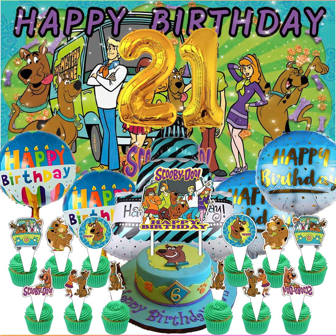 Scooby doo Party Supplies Decor 21th Kit Balloons Birthday Cake Topper ...