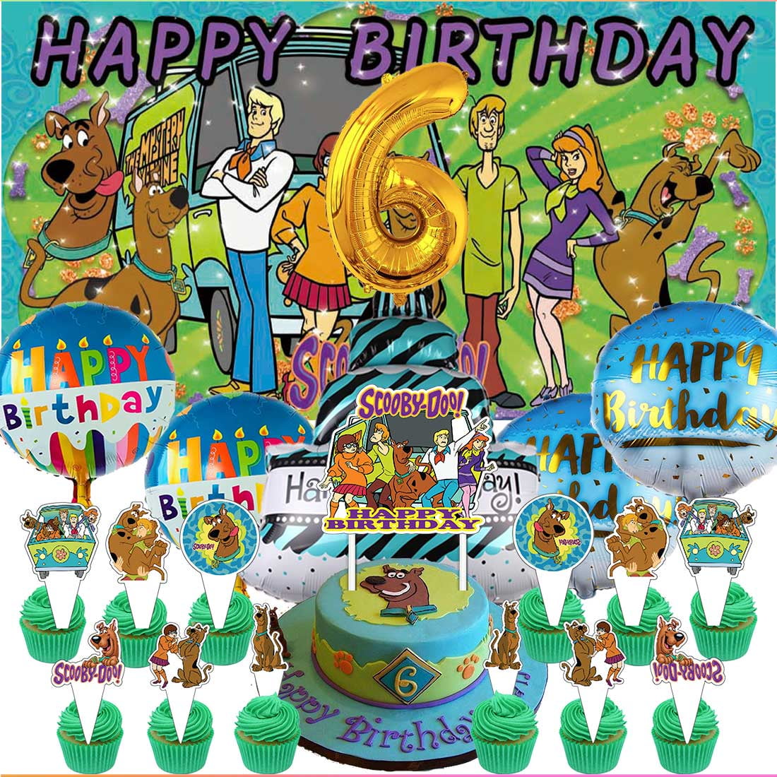 Scooby doo Party Supplies Decor 6th Kit Balloons Birthday Cake Topper ...