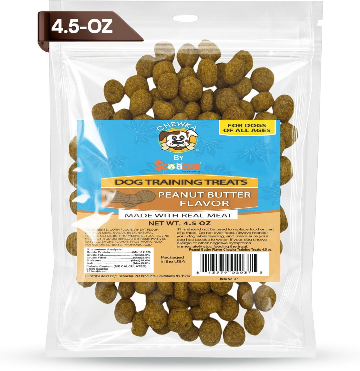 Scoochie Pet Chewka Real Meat Peanut Butter Flavor Training Bites Dog ...
