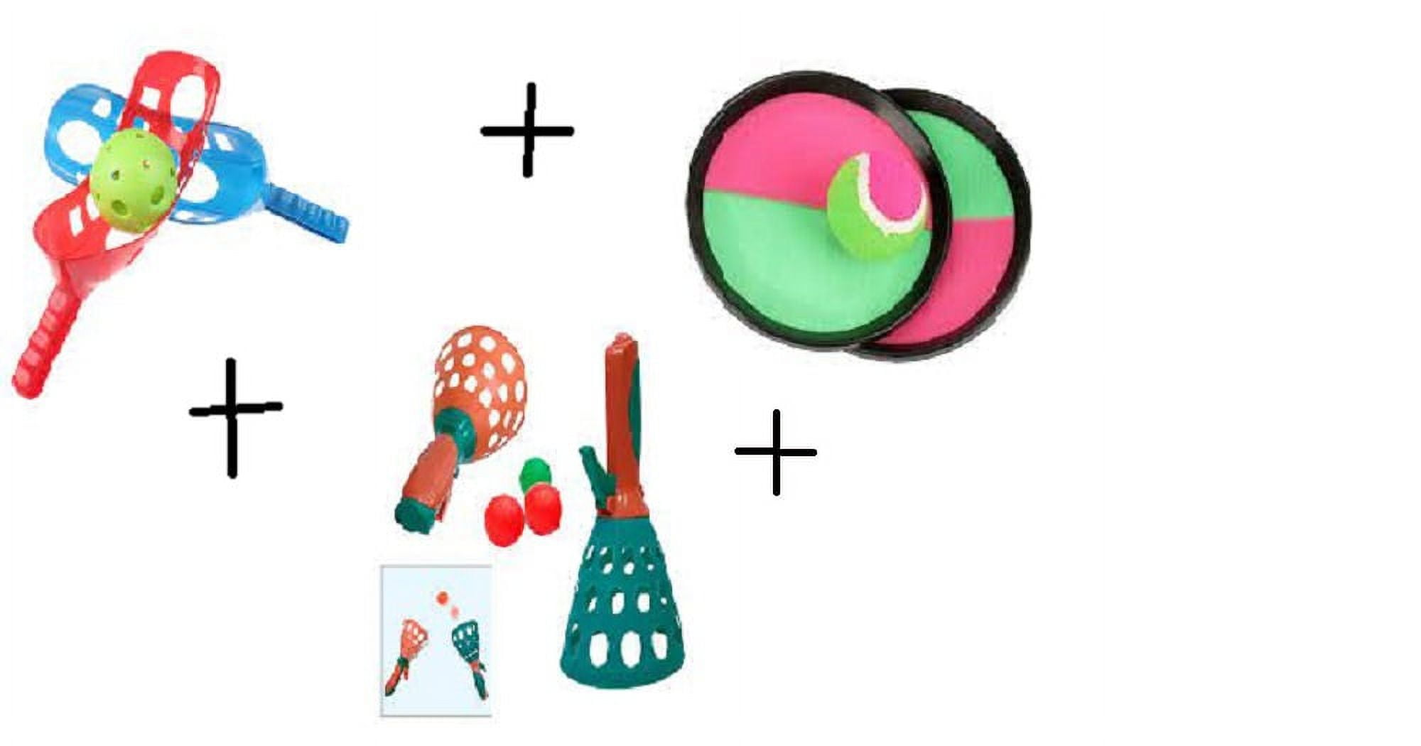 Scoop Ball Game + Stick Paddles + Catch Balls Game Set with 3 Balls ...