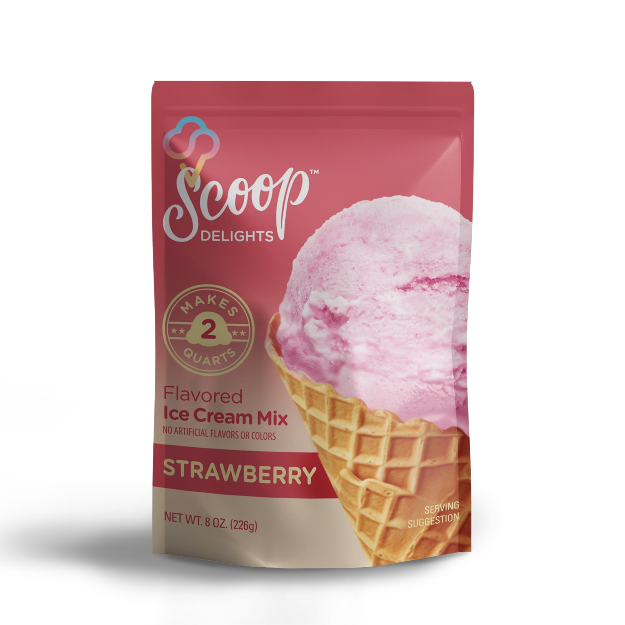Scoop Delights Ice Cream Powder Strawberry Flavor Mix 8 oz Pouch, for ...