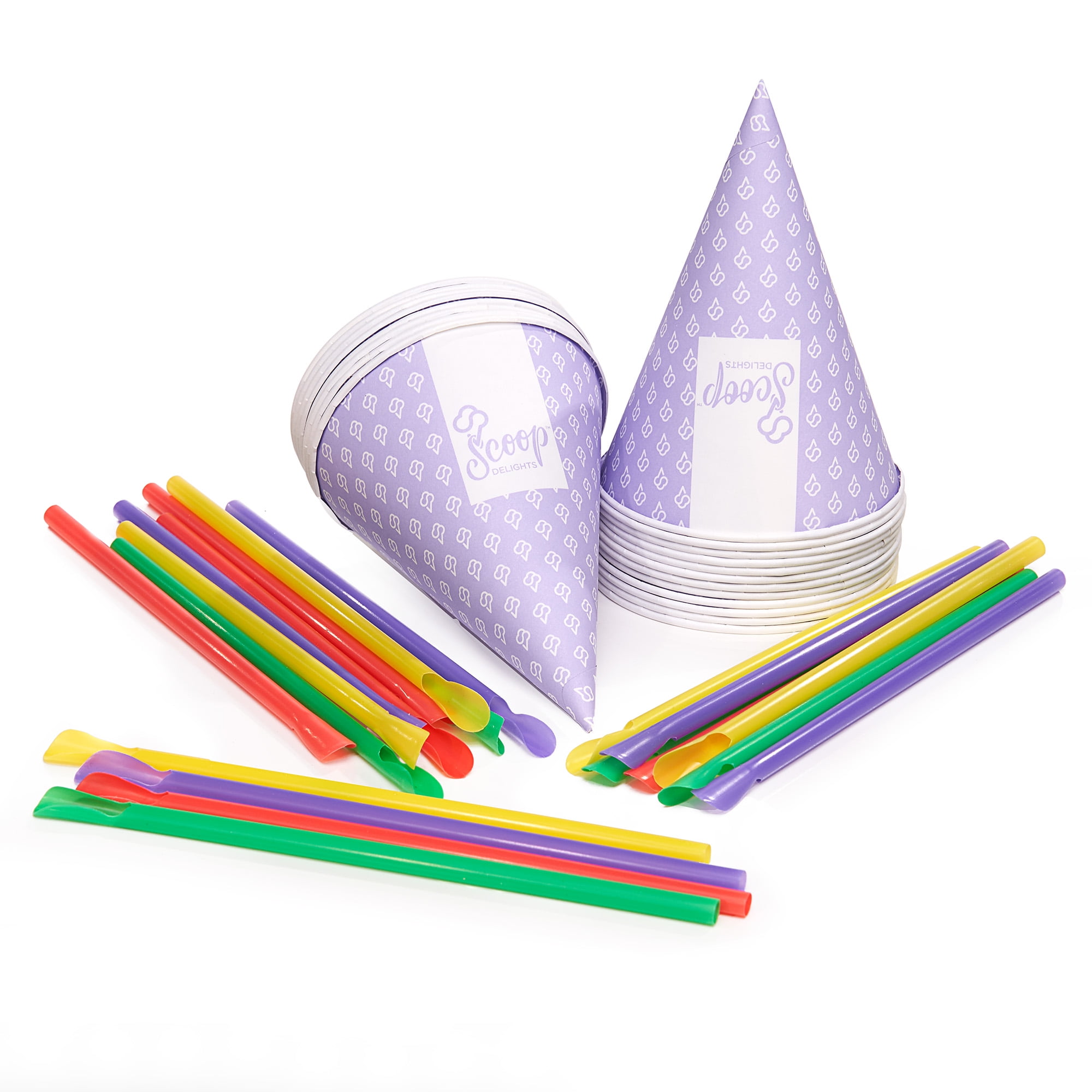 Scoop Delights Snow Cone Kit - 20 Paper Cups, 6 oz & 20 Straws, for All ...