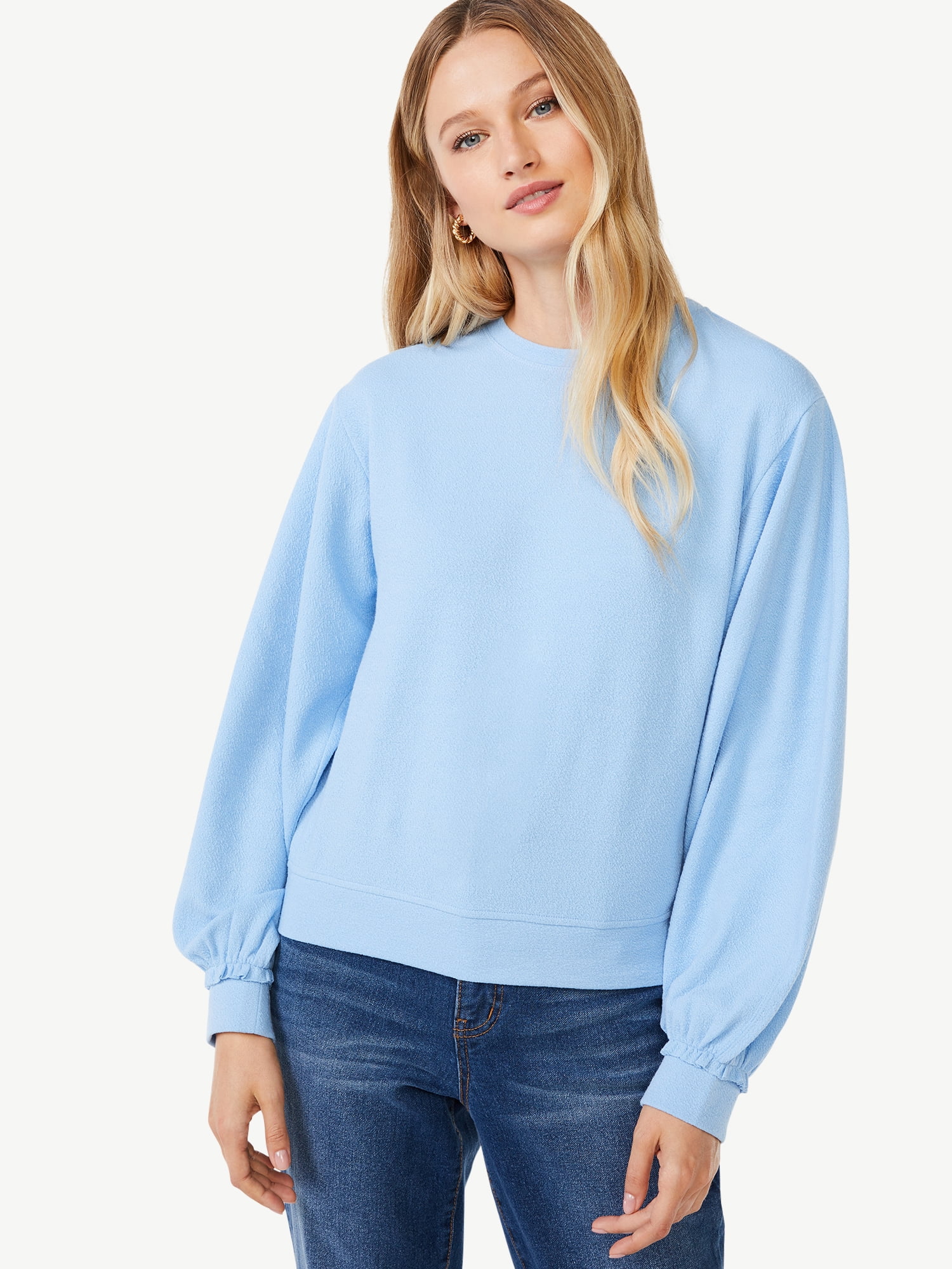 Scoop Long Sleeve Pullover Drop Shoulder Sweatshirt (Women's) 1 Pack ...