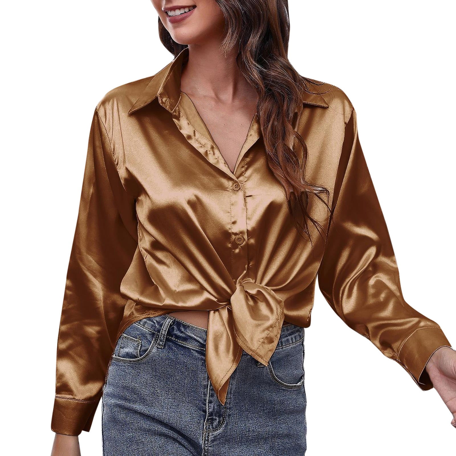 Scoop Neck Scoop Neck Cotton Tee Satin Shirt Women's Satin Imitation ...