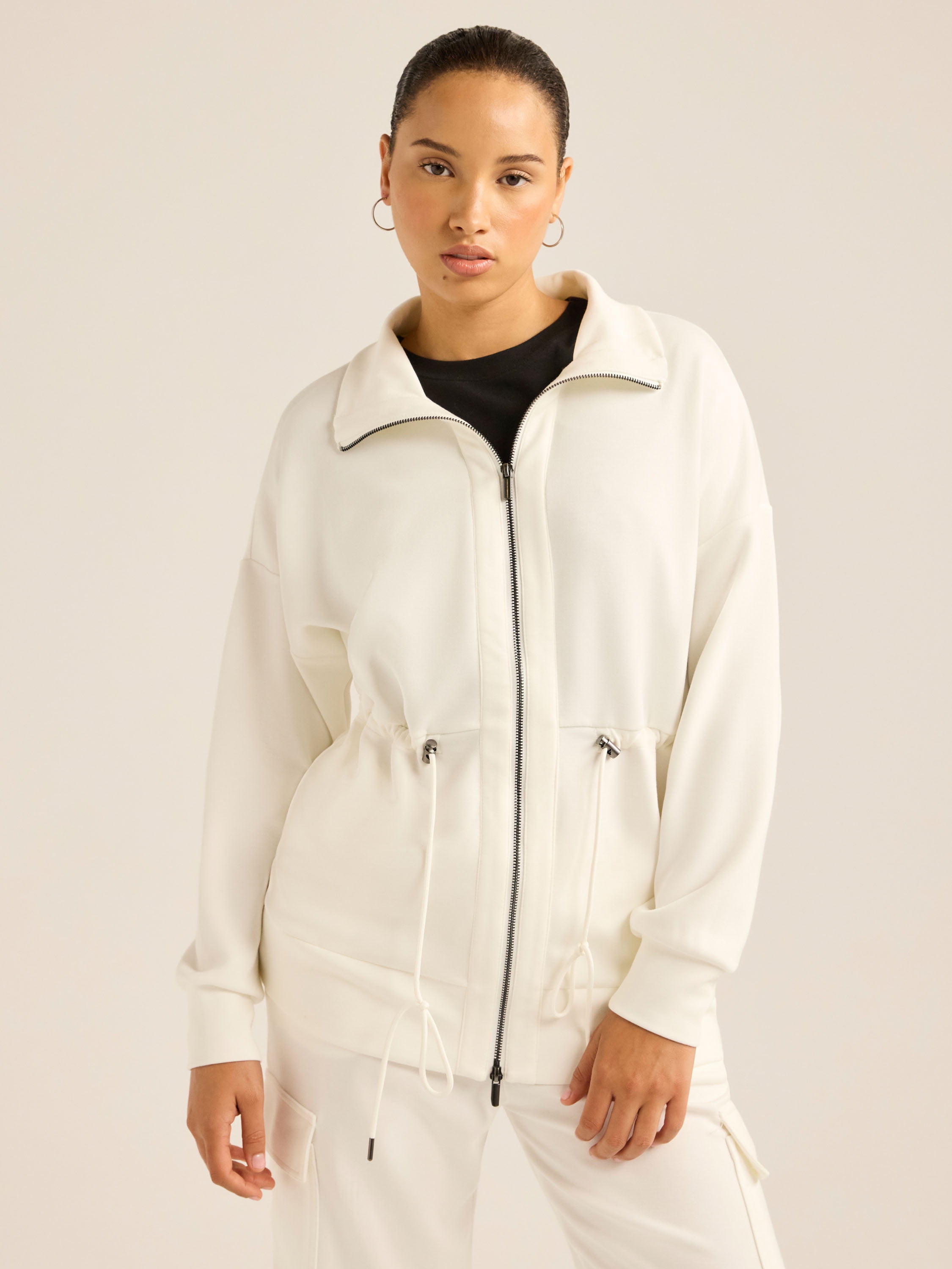 Scoop Women’s and Women's Plus Ultimate ScubaKnit Longline Drawstring Zip Jacket, Sizes XS-4X ...