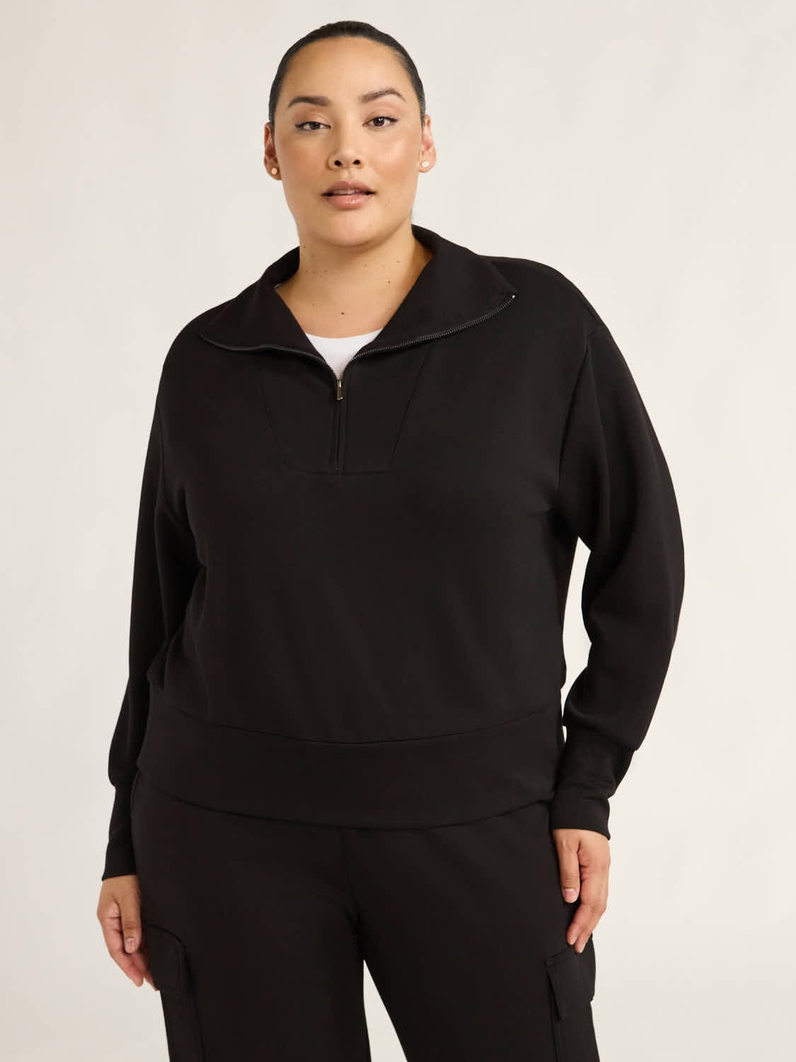 Scoop Women’s & Women's Plus Ultimate ScubaKnit Half Zip Sweatshirt ...