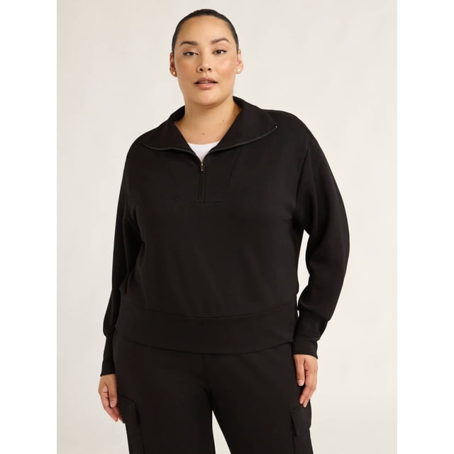 Scoop Women’s & Women's Plus Ultimate ScubaKnit Half Zip Sweatshirt ...