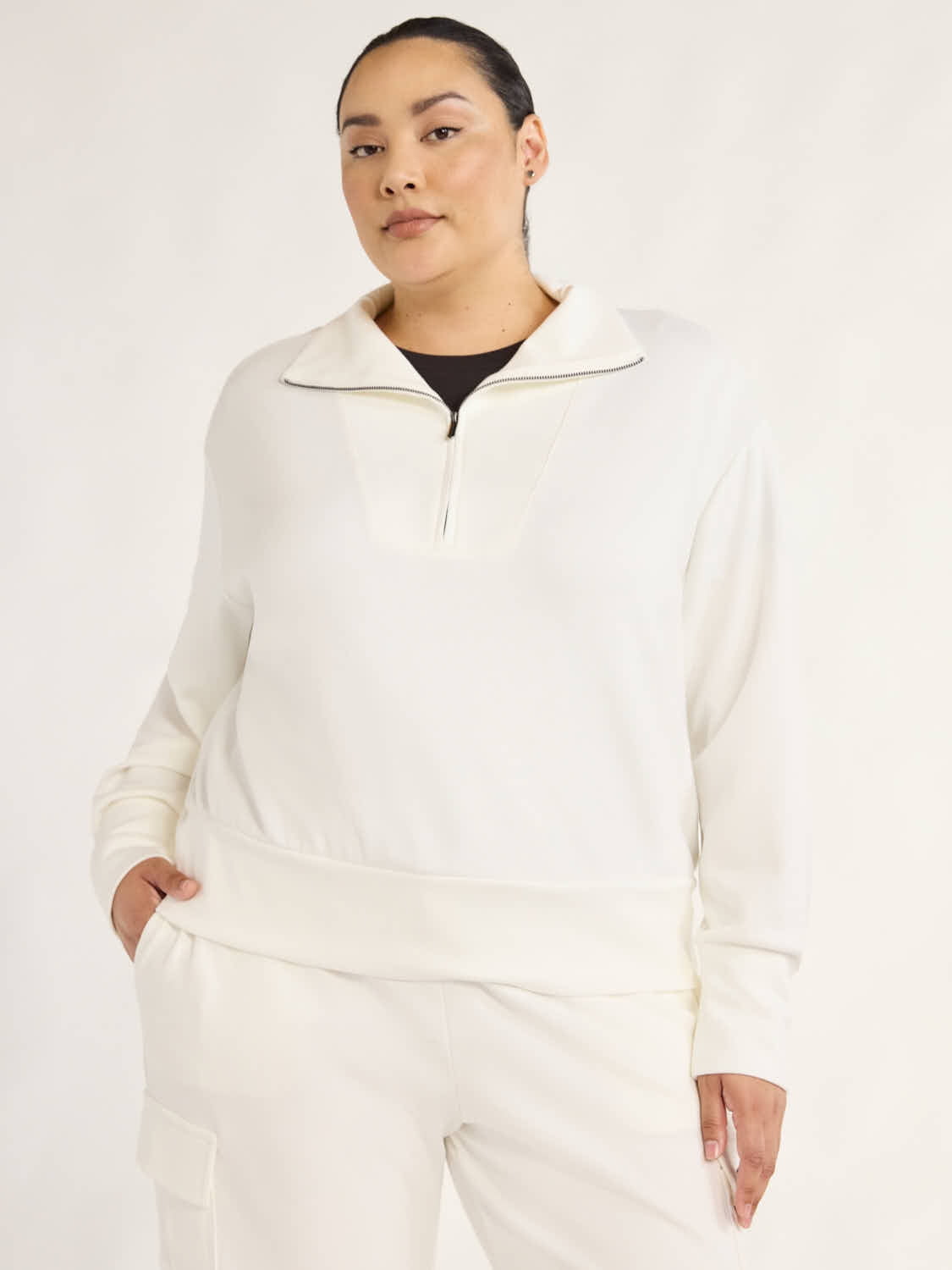 Scoop Women’s & Women's Plus Ultimate ScubaKnit Half Zip Sweatshirt ...