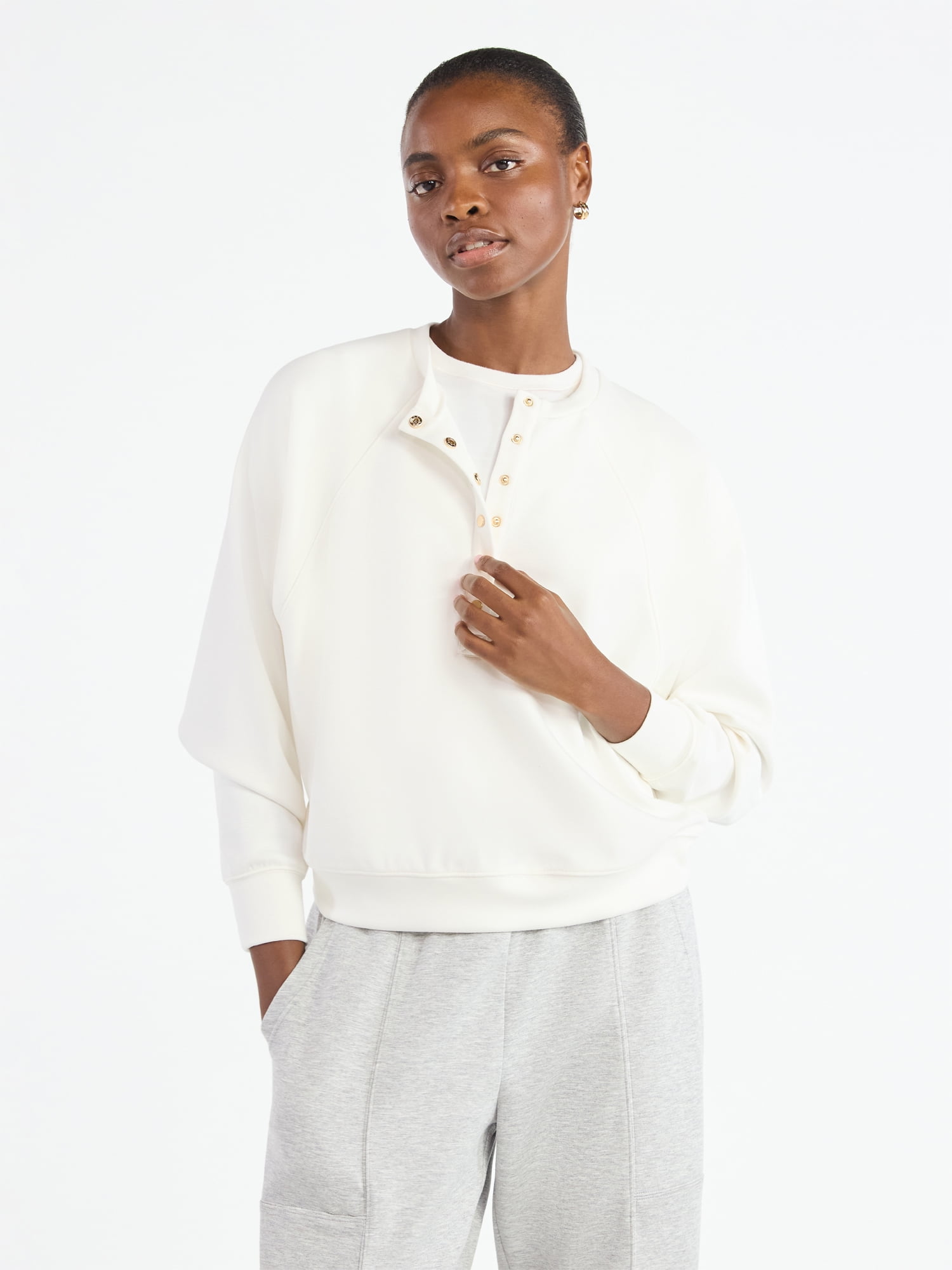Scoop Women’s New Scubaknit Raglan Henley Top, Sizes XS-XXL - Walmart.com