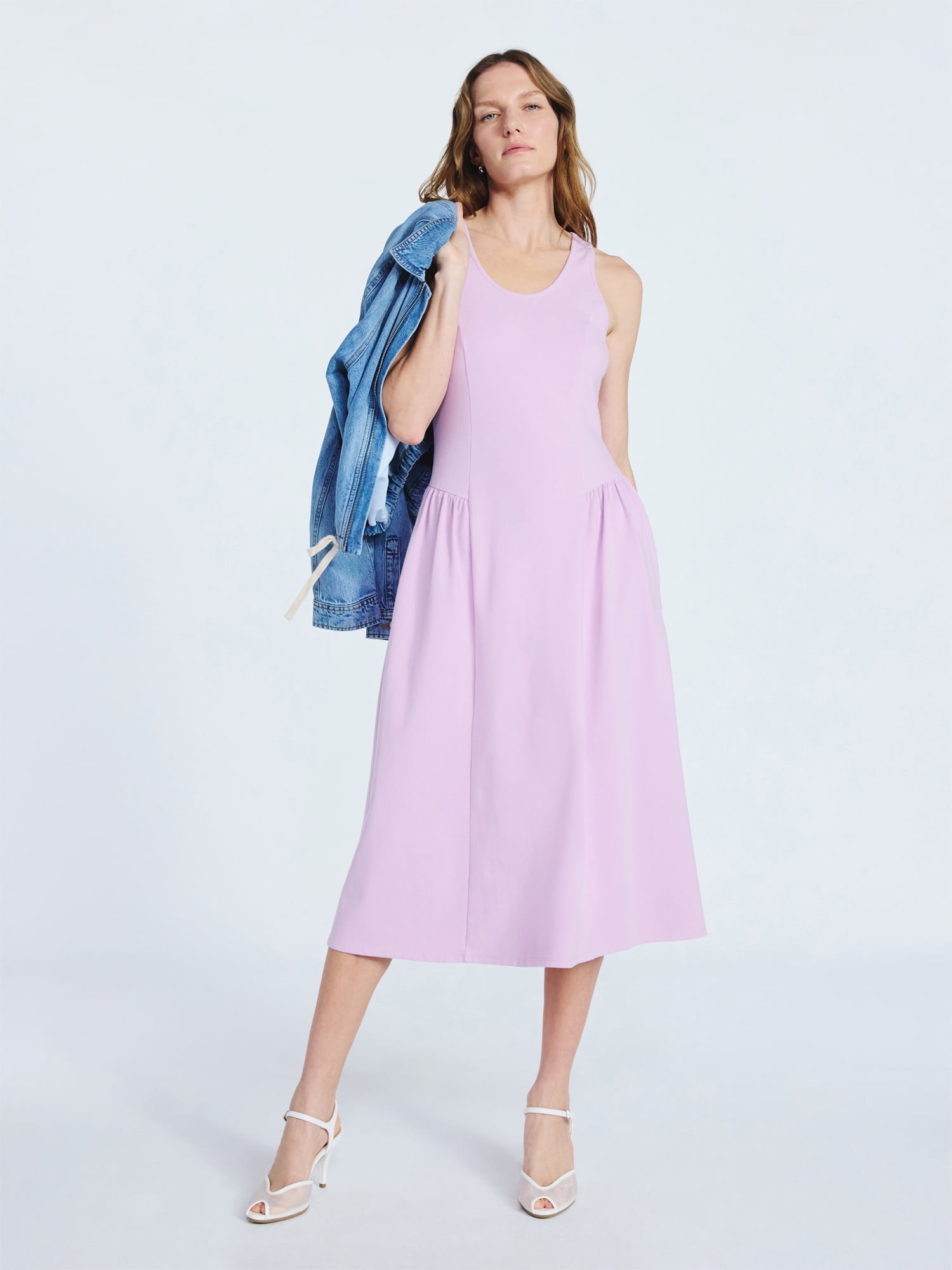 Scoop Women's and Women's Plus Stretch Cotton Blend Midi Basque Dress ...