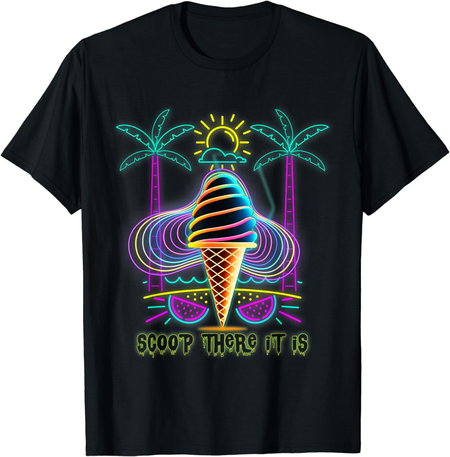 Scoop There It Is Ice-Cream Vaporwave Summer Popsicle T-Shirt - Walmart.com