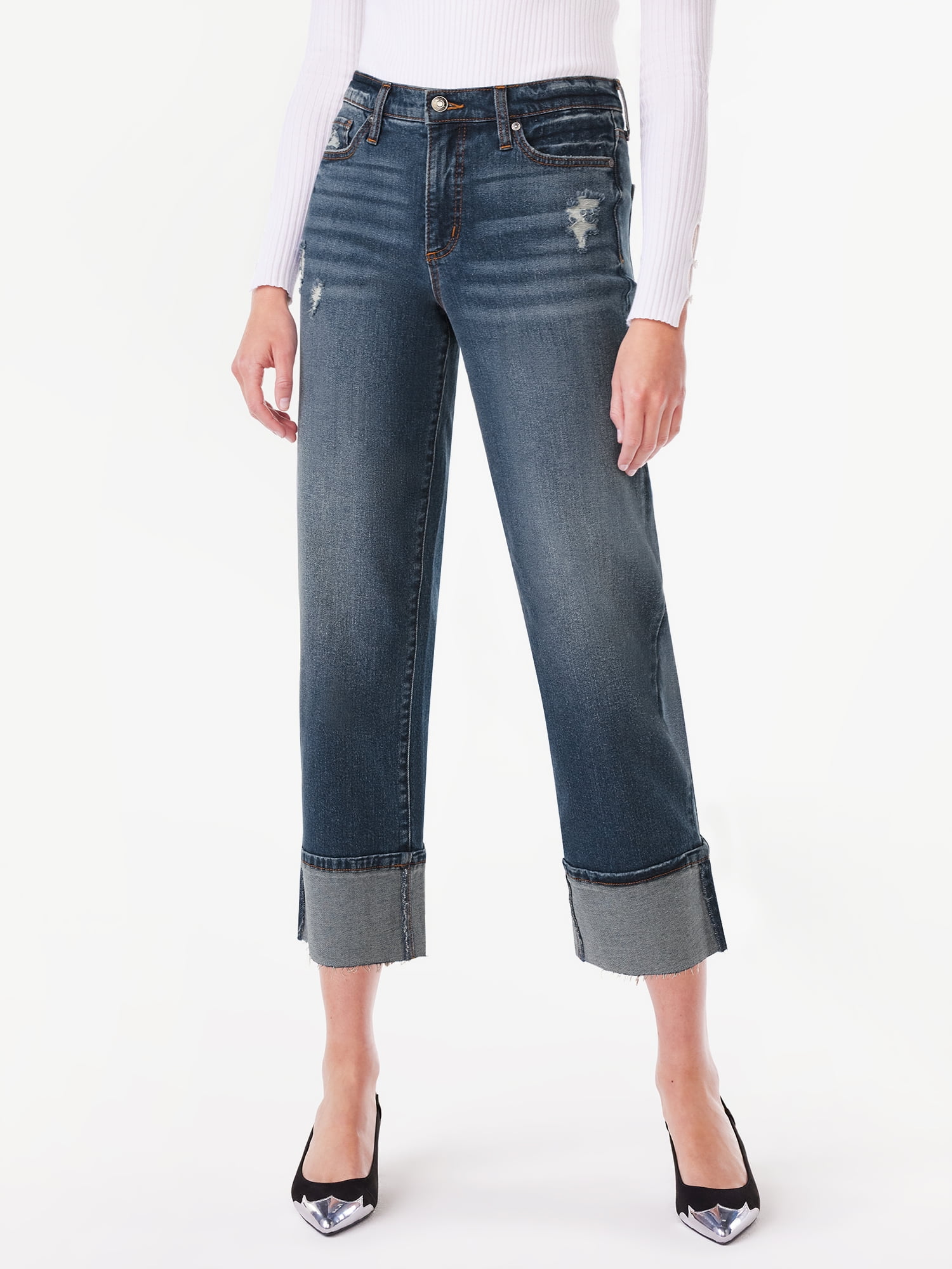 Scoop Women's Benton High Rise Cuffed Ankle Jeans, Sizes 0-18 - Walmart.com