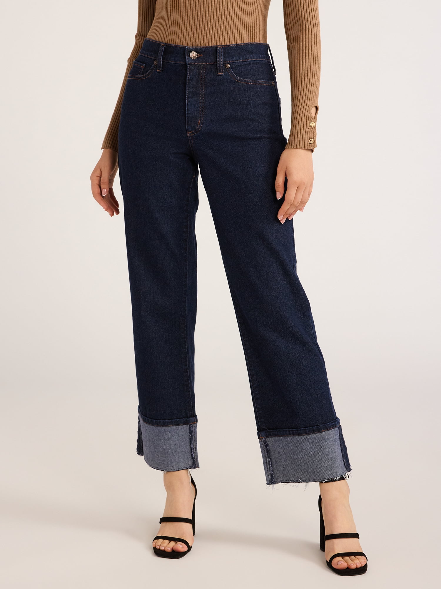 Scoop Women's and Women's Plus Benton Cuffed Ankle Jeans, 25", 27", and ...