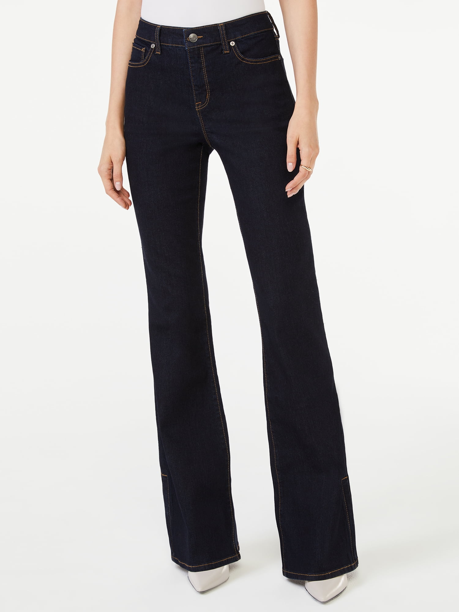 Scoop Women's Bootcut High-Rise Flare Split Hem Jeans - Walmart.com