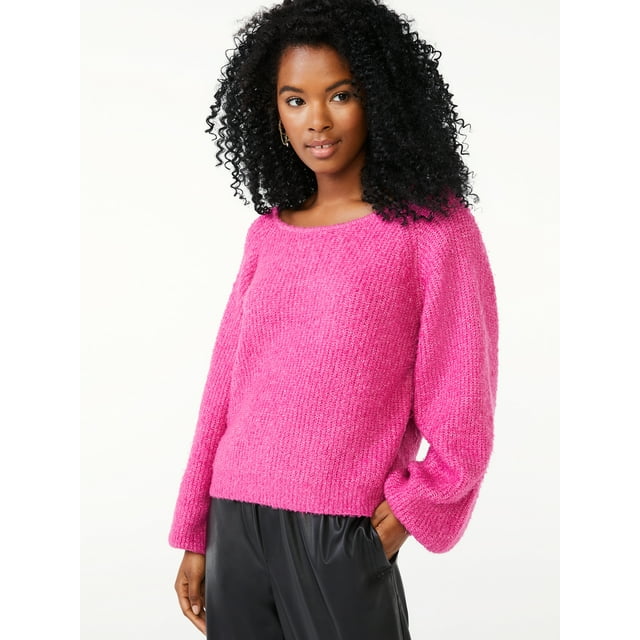 Scoop Women's Boucle Knit Sweater - Walmart.com