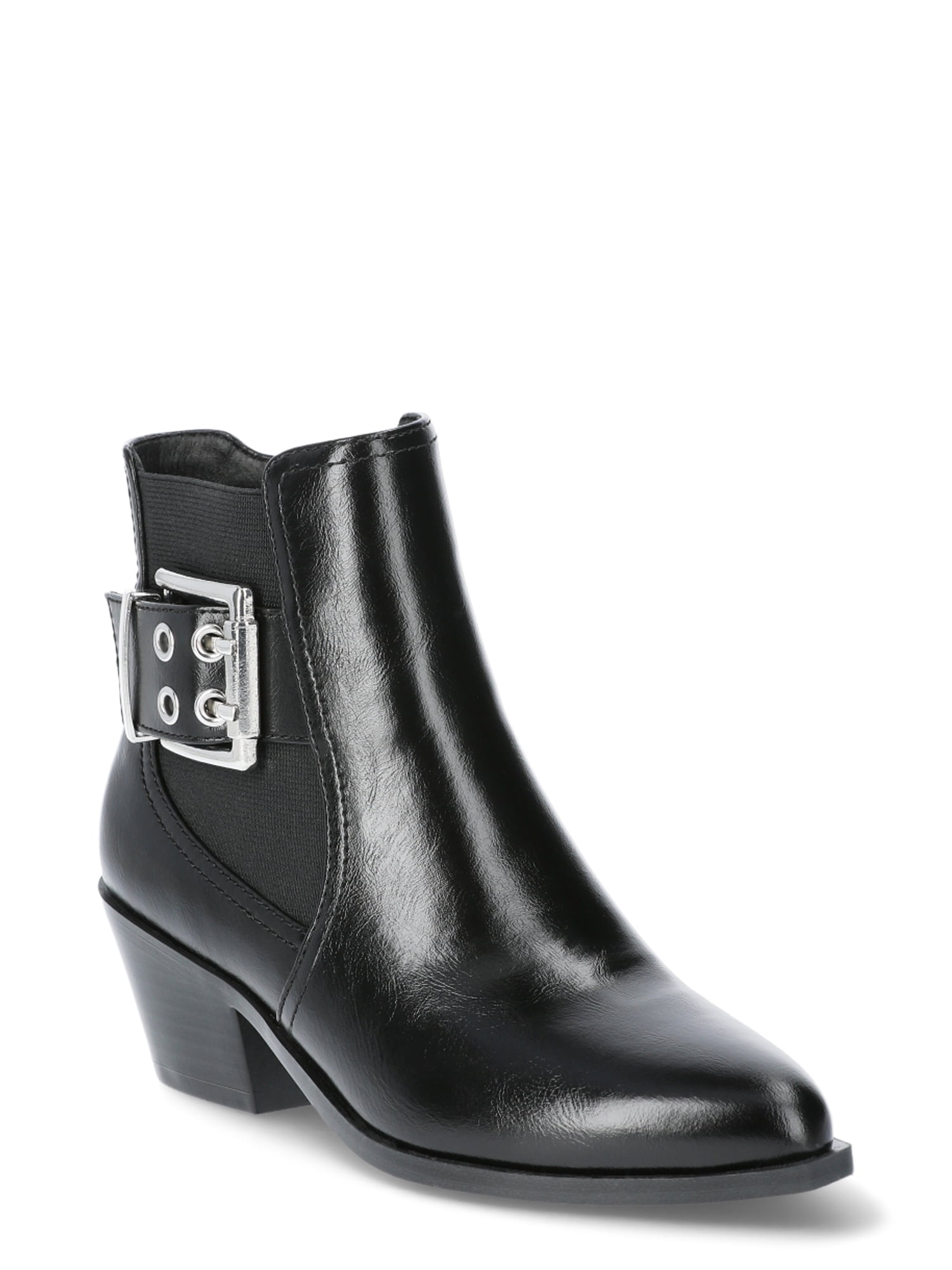 Scoop Women’s Faux Leather Moto Buckle Ankle Booties - Walmart.com