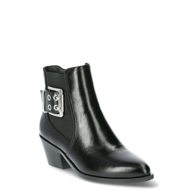 Scoop Women’s Faux Leather Moto Buckle Ankle Booties - Walmart.com