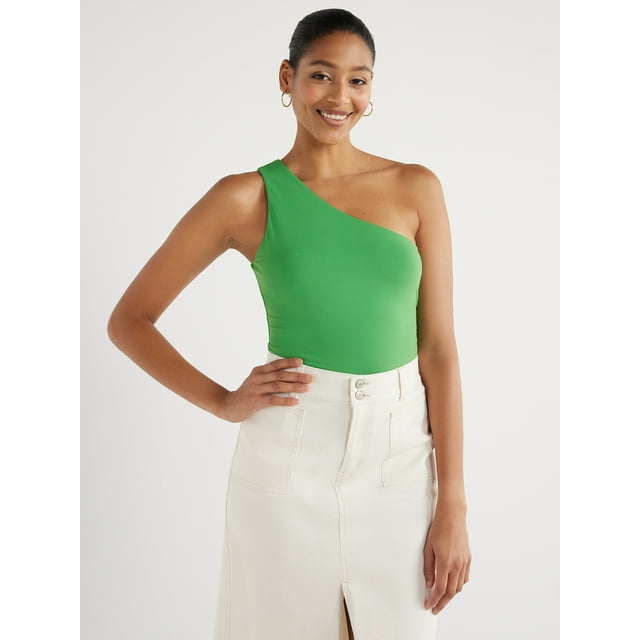 Scoop Women's Contour One Shoulder Tank Top, Sizes XS-XXL - Walmart.com