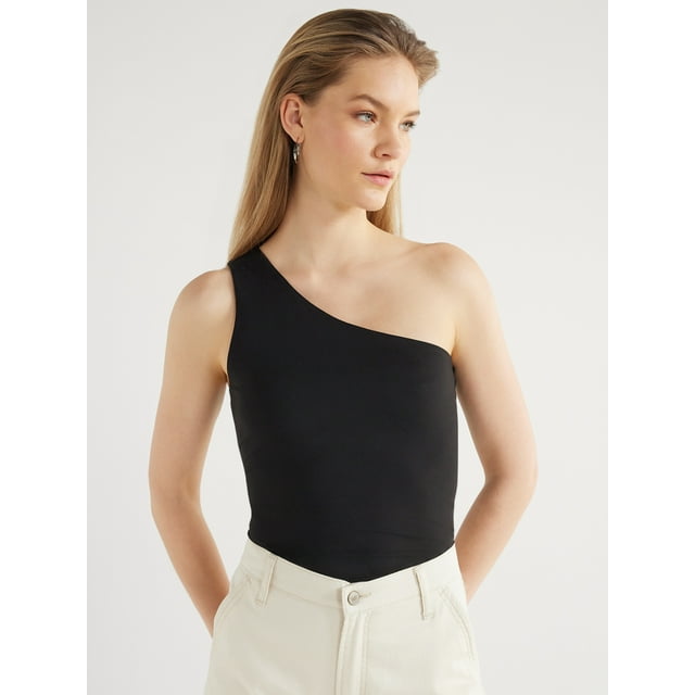 Scoop Women's Contour One Shoulder Tank Top, Sizes XS-XXL - Walmart.com