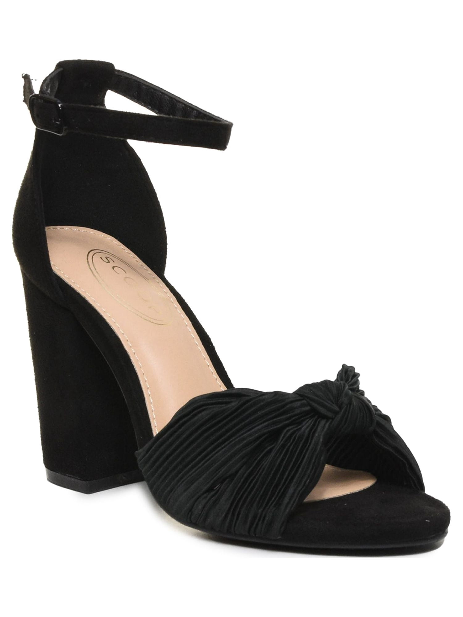 Scoop Women's Crinkle Fabric Block Heel Sandals - Walmart.com