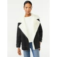 Scoop Women's Faux Suede Oversized Moto Jacket with Faux Fur Lining - Walmart.com