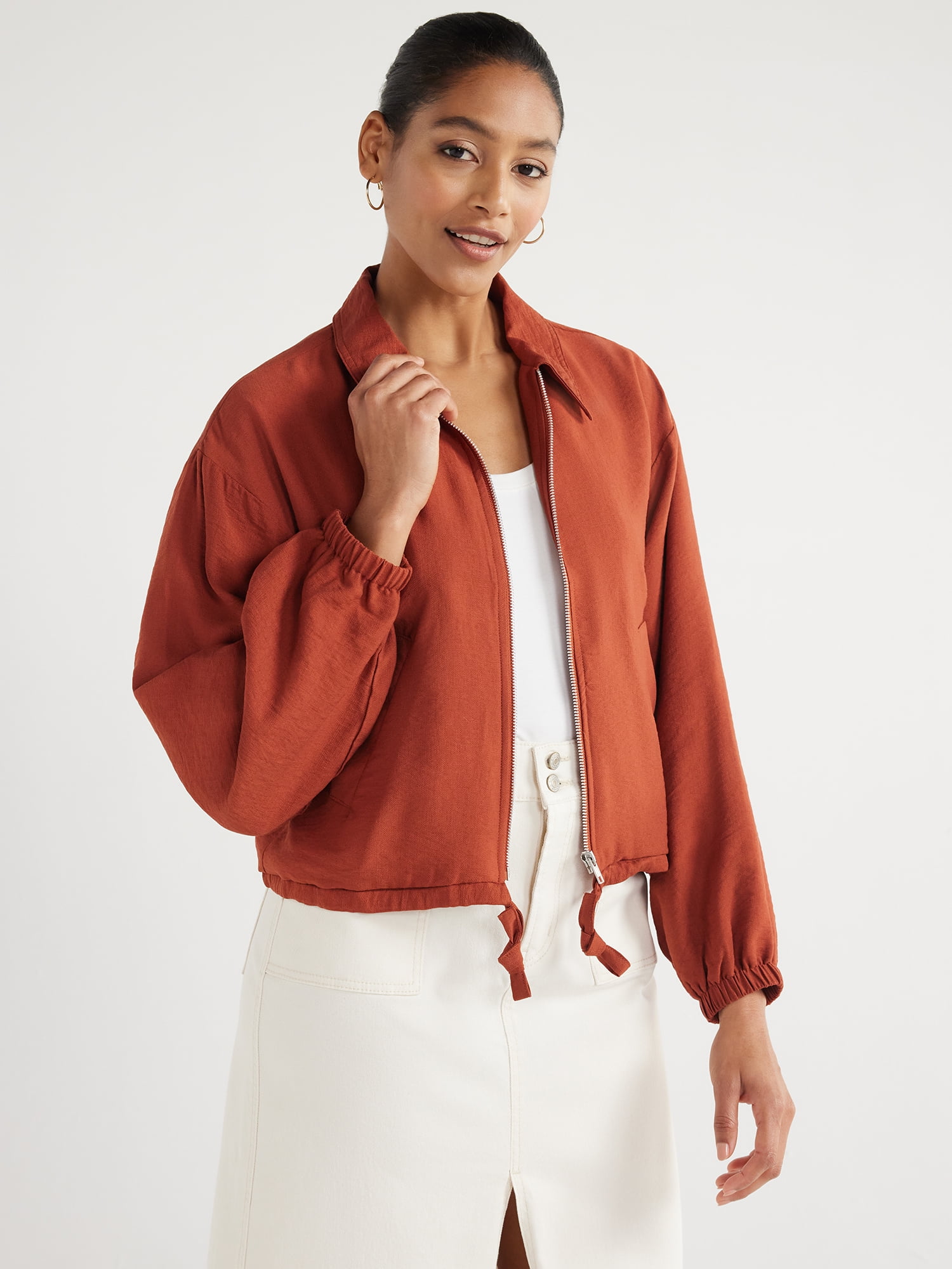 Scoop Women's Full Zip Texture Jacket, Sizes XS-XXL - Walmart.com