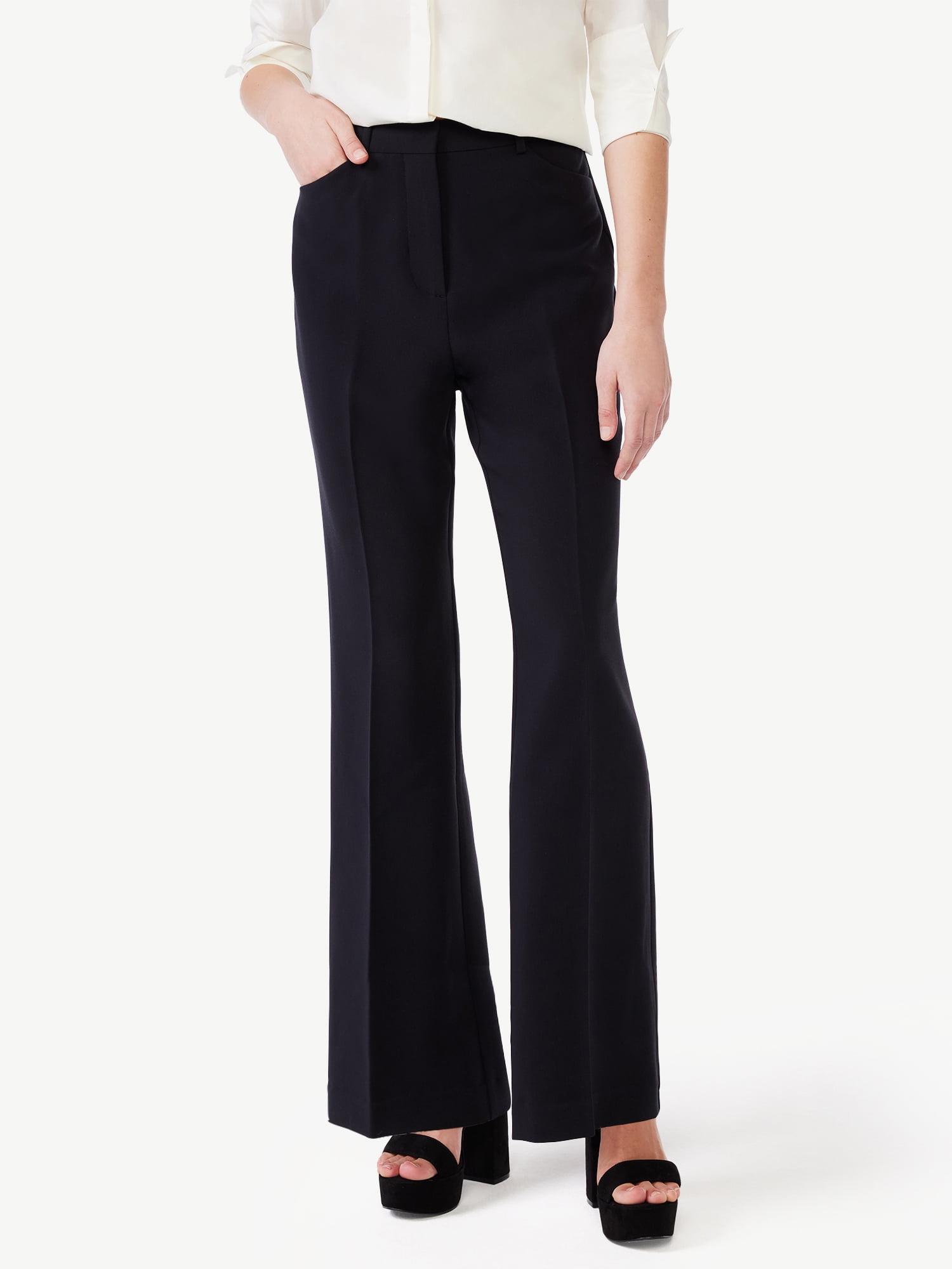 Scoop Women's High Waisted Crease Front Trousers, Sizes XS-XXL ...