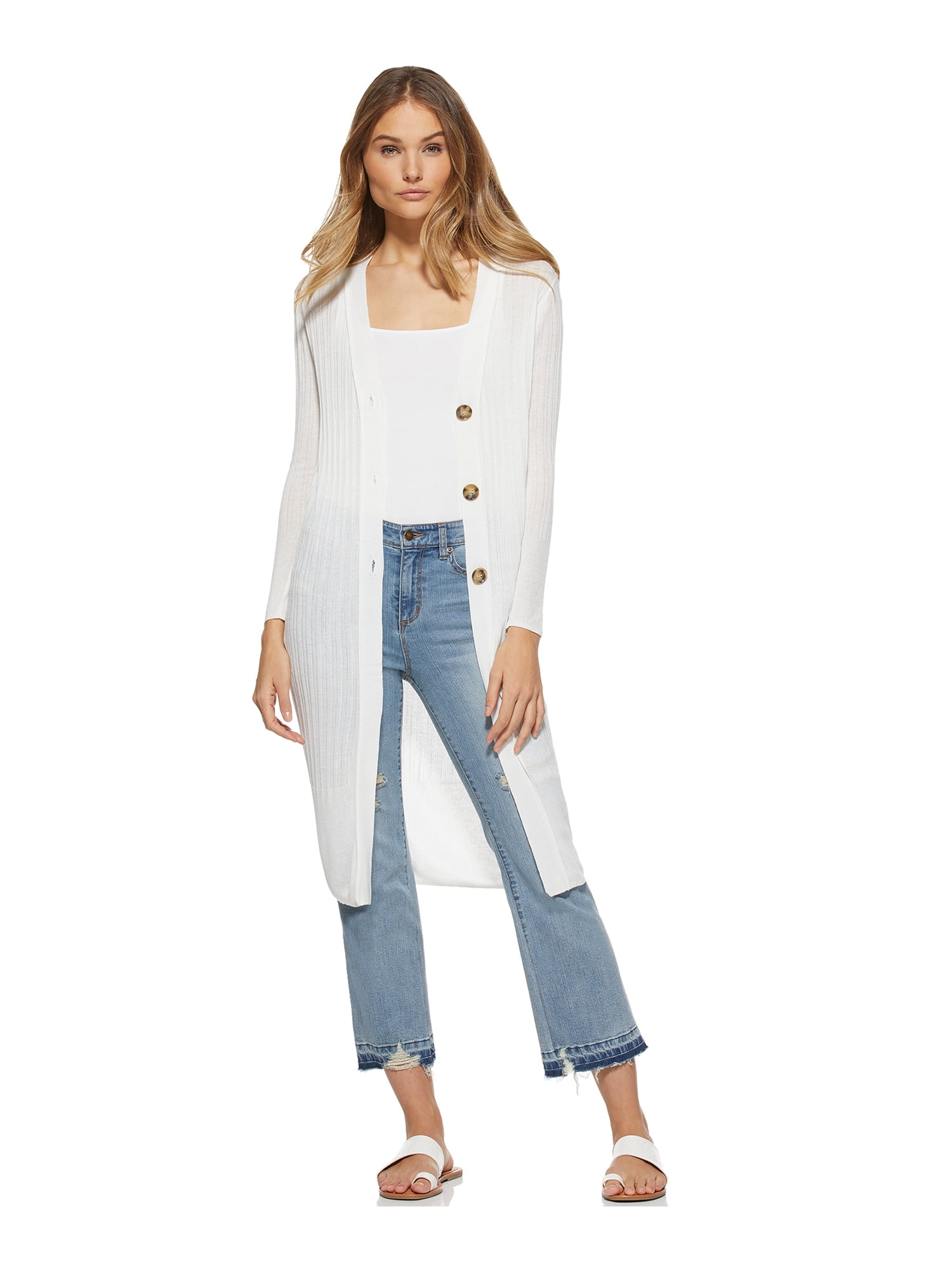 Scoop Women’s Long Cardigan Button Front Knit Sweater - Walmart.com