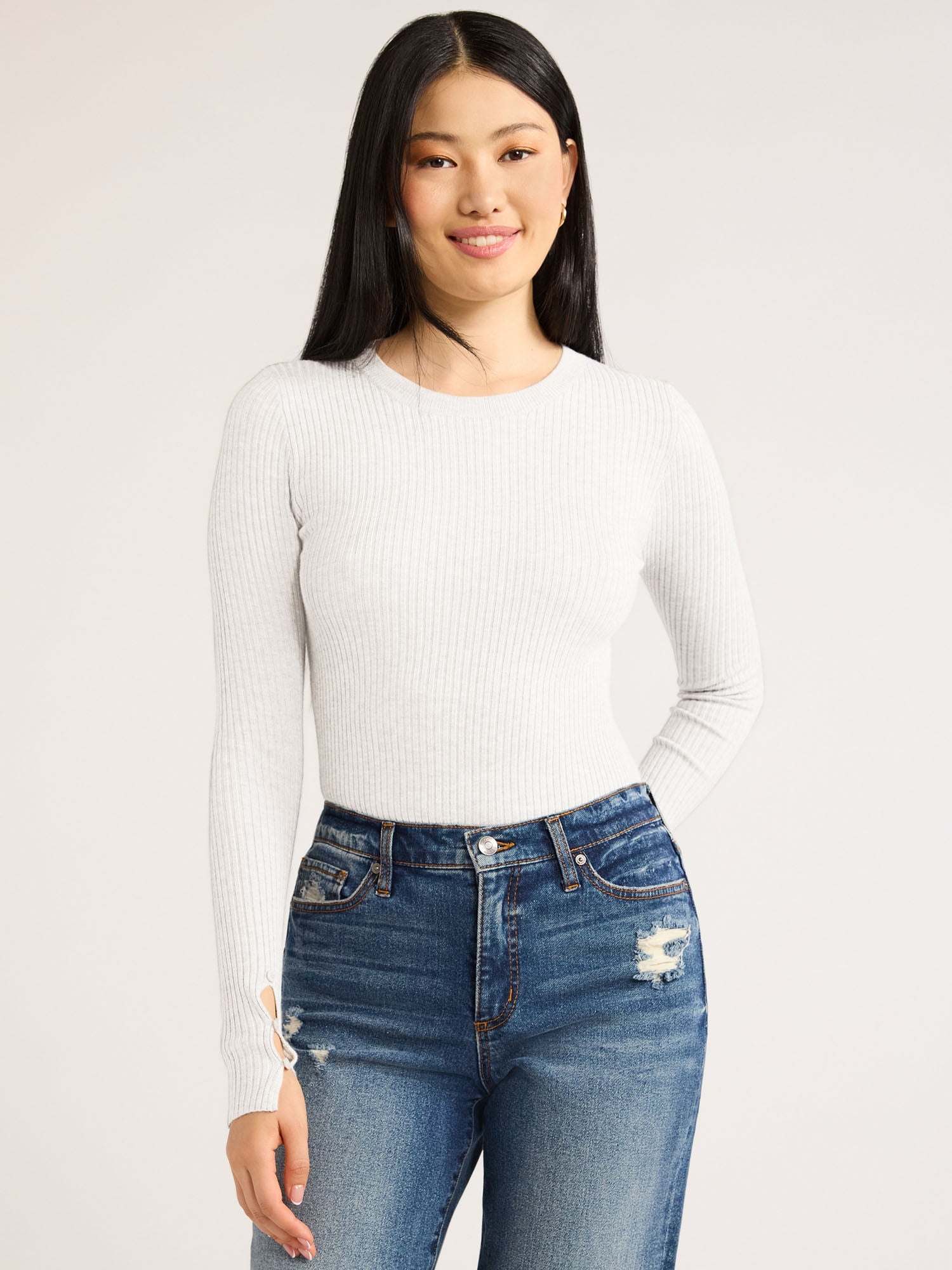 Scoop Women's Ribbed Scoop Neck Bodysuit with Snap Buttons, Size M ...