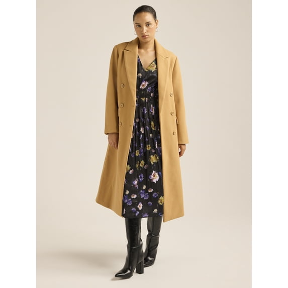 Scoop Women's Faux Wool Oversized Double Breasted Coat, Longline, Sizes ...