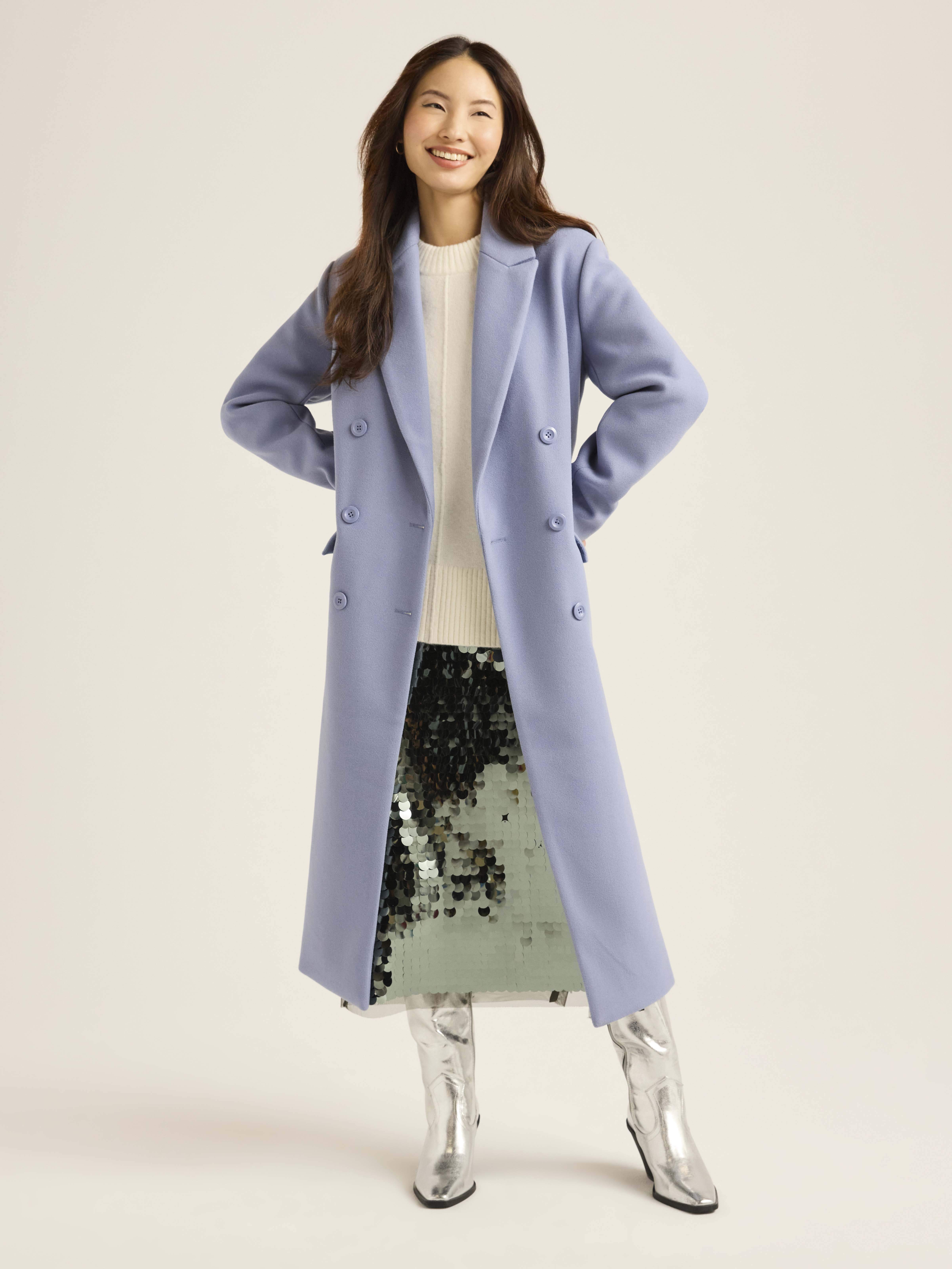 Scoop Women's & Women's Plus Faux Wool Oversized Double Breasted Coat ...