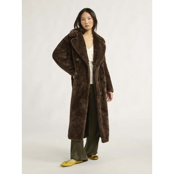 Scoop Women's & Women's Plus Faux Fur Oversized Maxi Coat, Sizes XS-4X ...