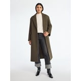 Scoop Women's and Women's Plus Oversized Faux Wool Coat, Heavyweight ...