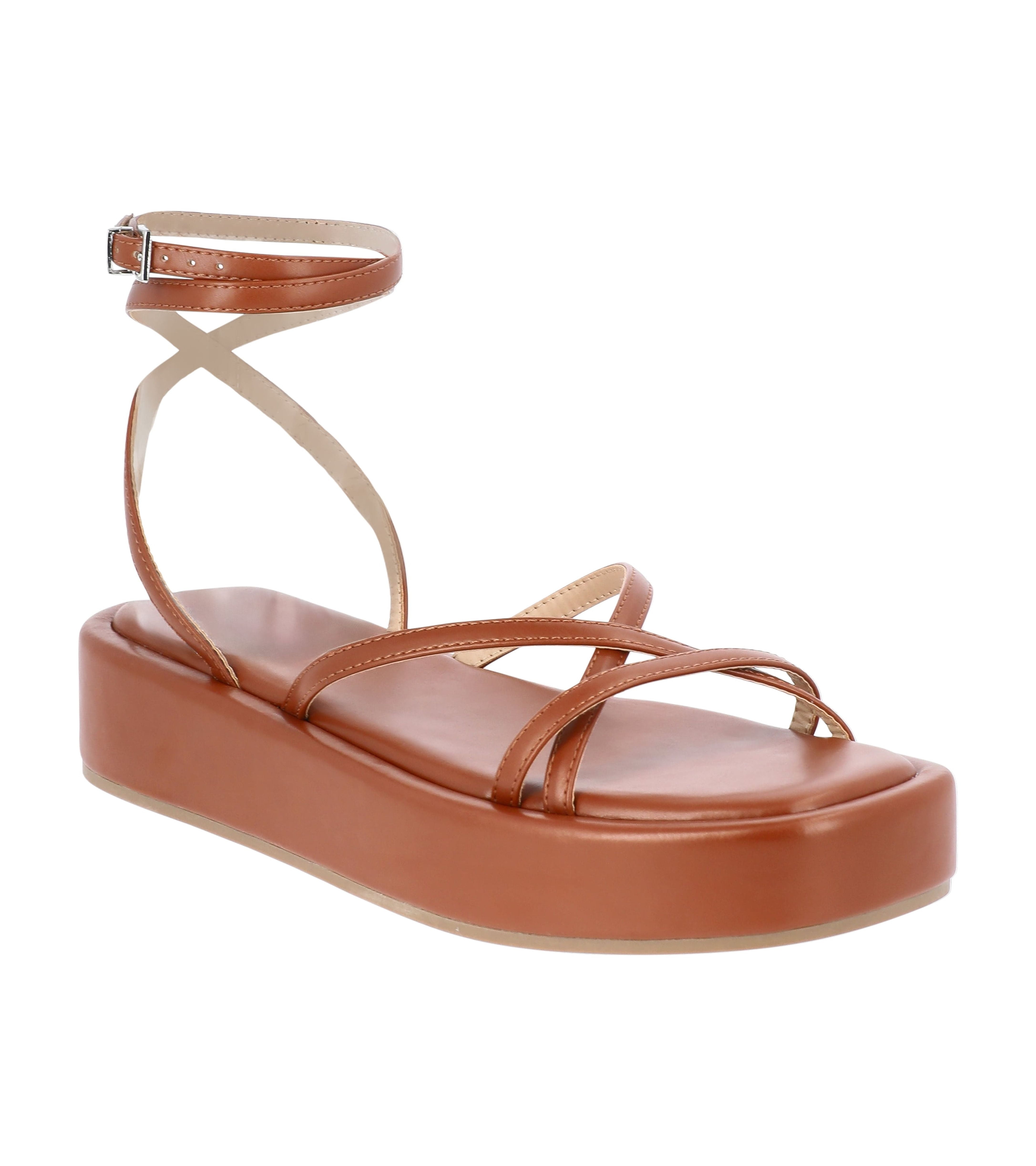 Scoop Women's Platform Strappy Sandals with Adjustable Strap - Walmart.com