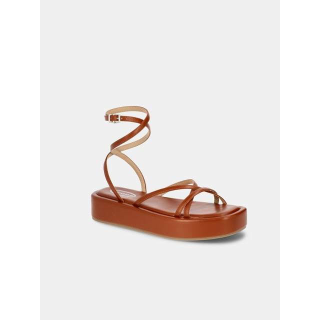Scoop Women's Platform Strappy Sandals with Adjustable Strap - Walmart.com