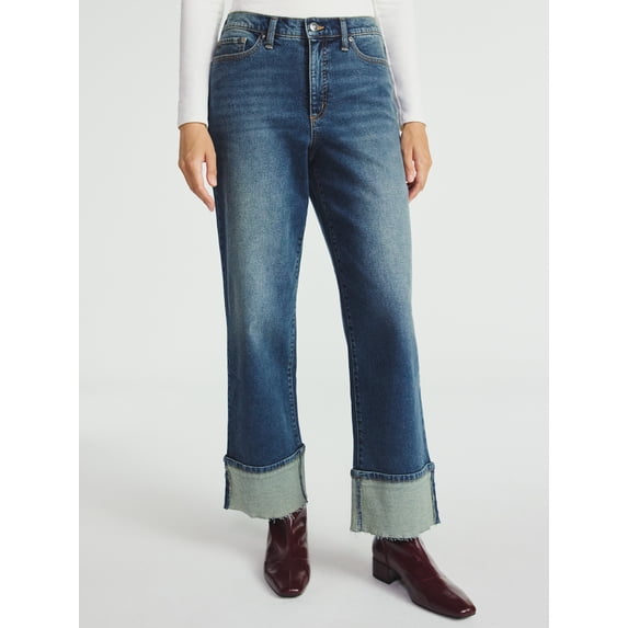 Scoop Women's and Women's Plus Benton Cuffed Ankle Jeans, 25", 27", and ...