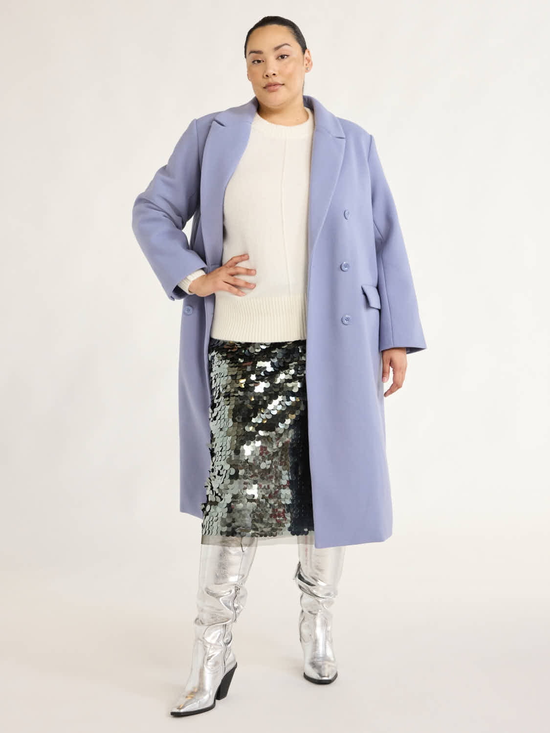 Scoop Women's & Women's Plus Faux Wool Oversized Double Breasted Coat ...