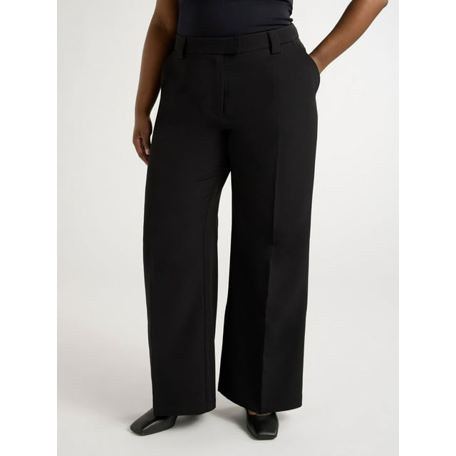 Scoop Women’s Plus Ultimate Crepe Wide Leg Trousers, 32" Inseam, Sizes ...