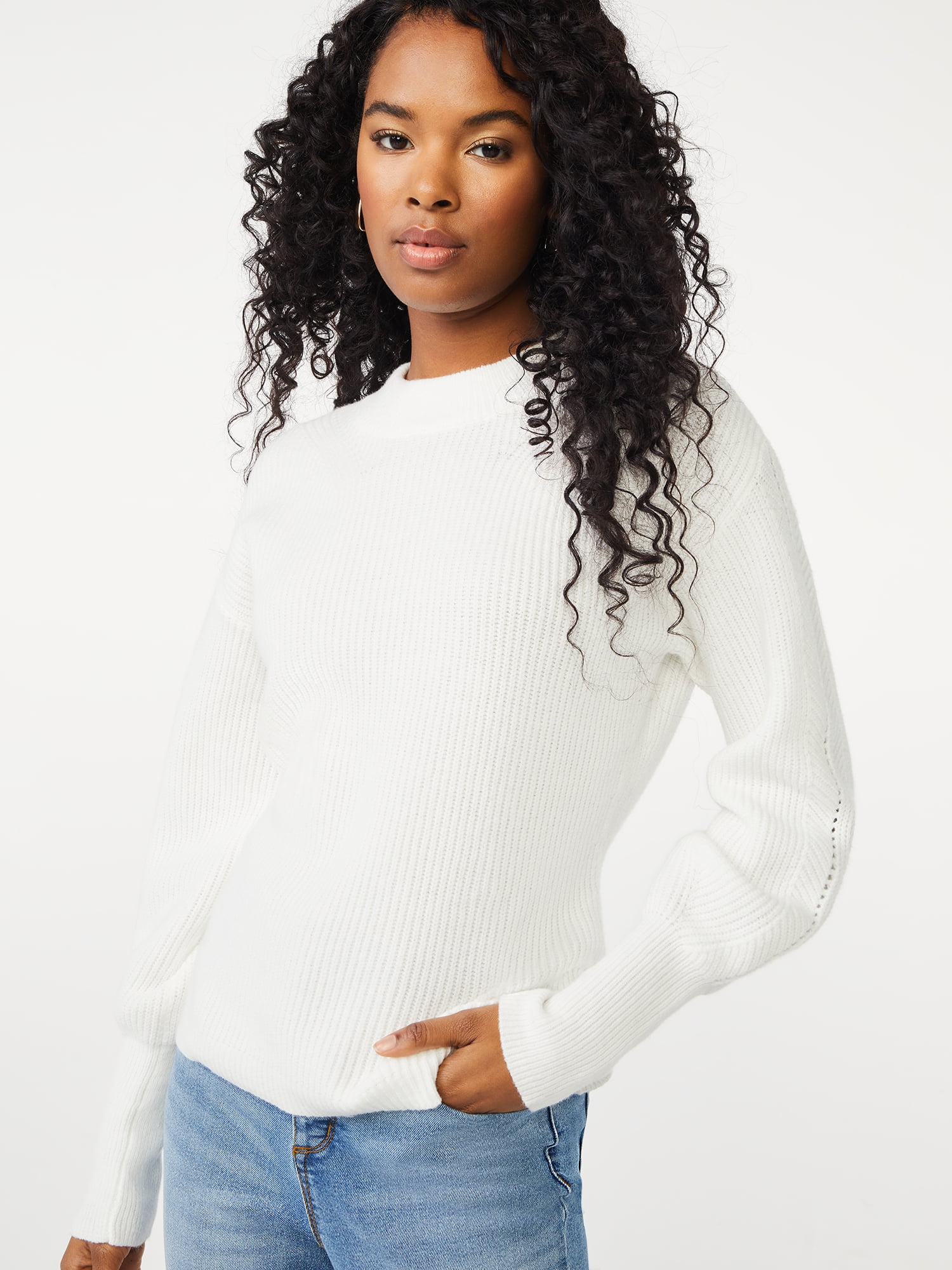 Scoop Women's Puff Sleeve Sweater - Walmart.com
