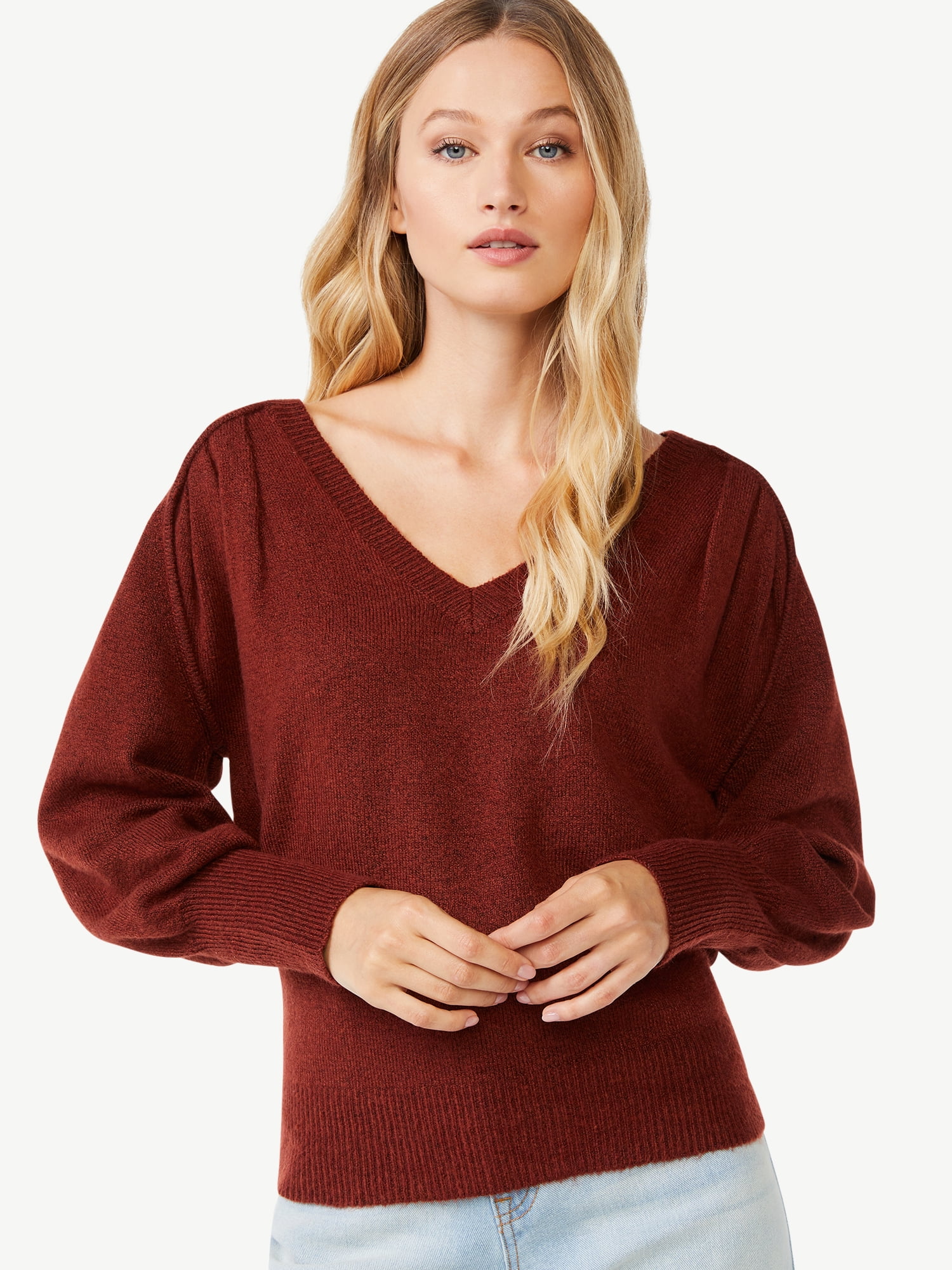 Scoop Women's Pullover Puff Sleeve Sweater - Walmart.com