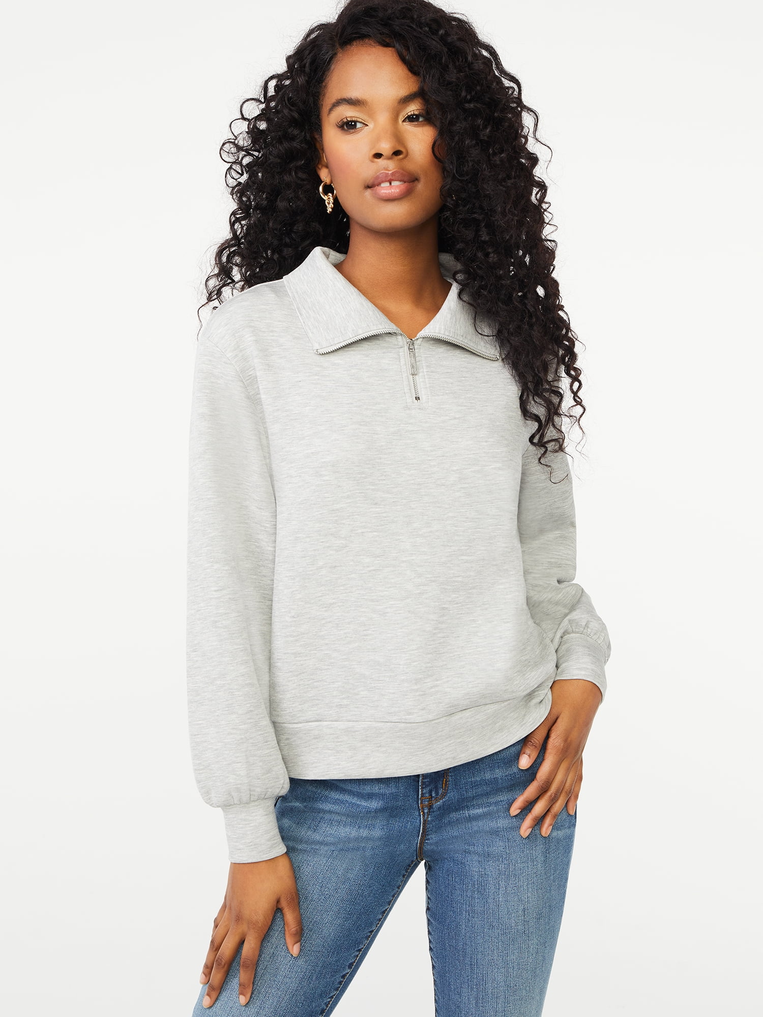 Scoop Women's Quarter Zip Pullover - Walmart.com
