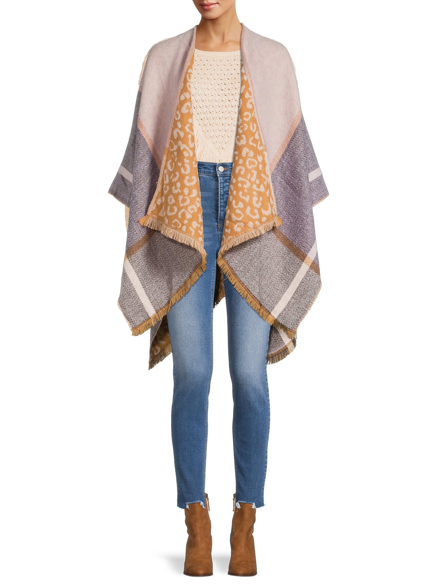 Scoop Women's Reversible Poncho Scarf - Walmart.com