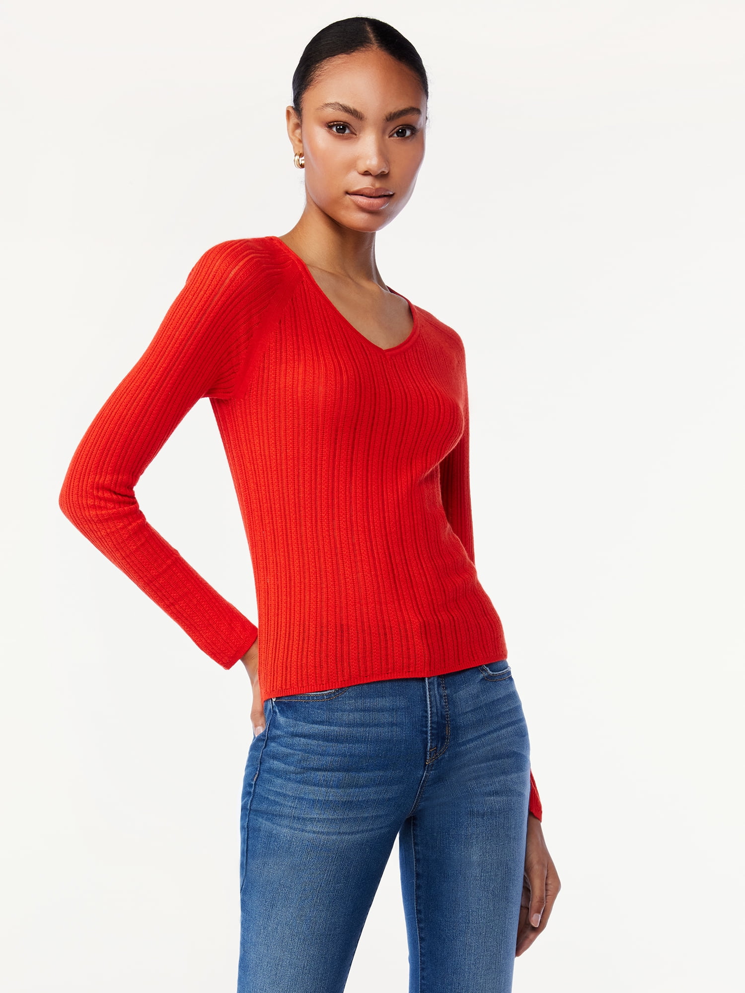 Scoop Women's Ribbed Sweater - Walmart.com