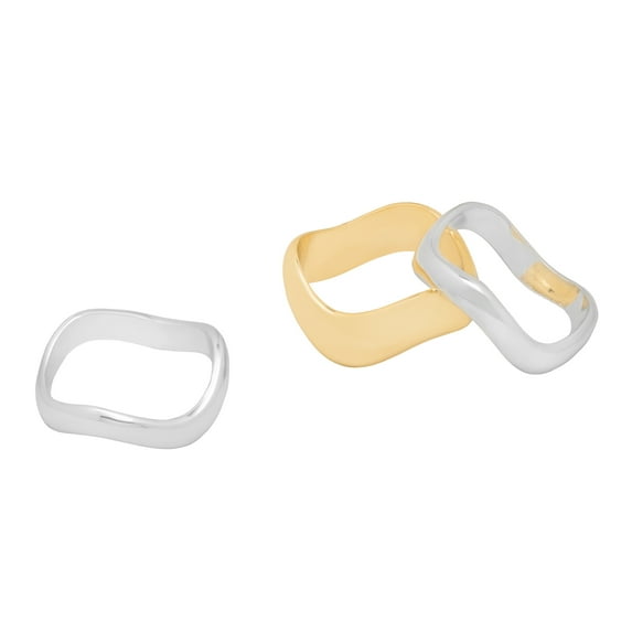 Scoop Women's Smooth Mixed Metal Trio Ring Set, Fashion Jewelry ...