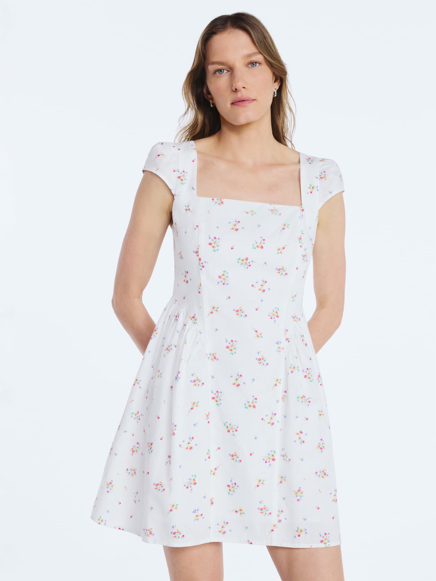 Scoop Women's Square Neck Mini Dress, Sizes XS-XXL - Walmart.com